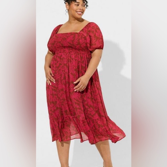 torrid | Dresses | Torrid Red Floral Midi Dress | Poshmark